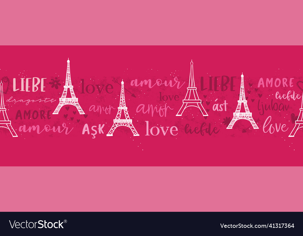 Romantic hand drawn eiffel tower seamless pattern Vector Image