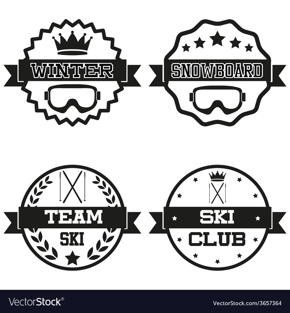 Set of vintage ski and snowboard club badge label Vector Image