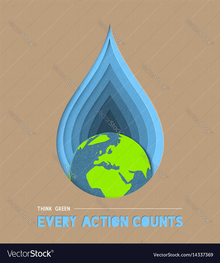 Earth day water conservation paper cut art Vector Image