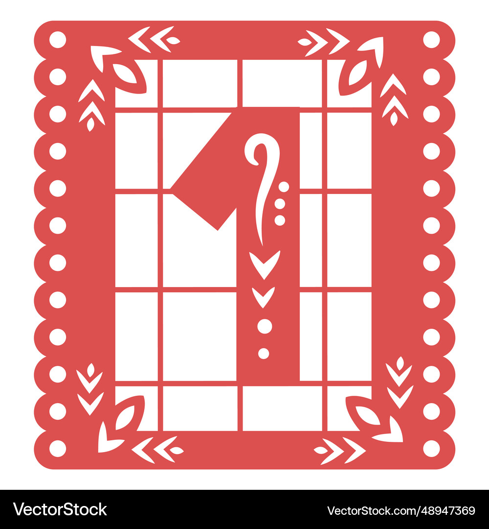 Papel picado number 1 Royalty Free Vector Image