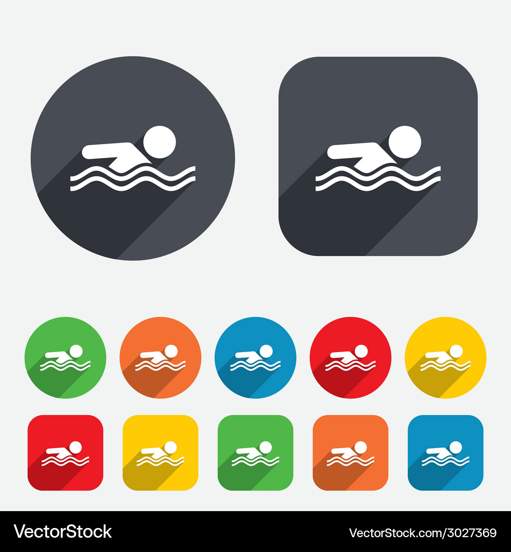 Swimming Icon - Pool & Wave Royalty Free Vector Image
