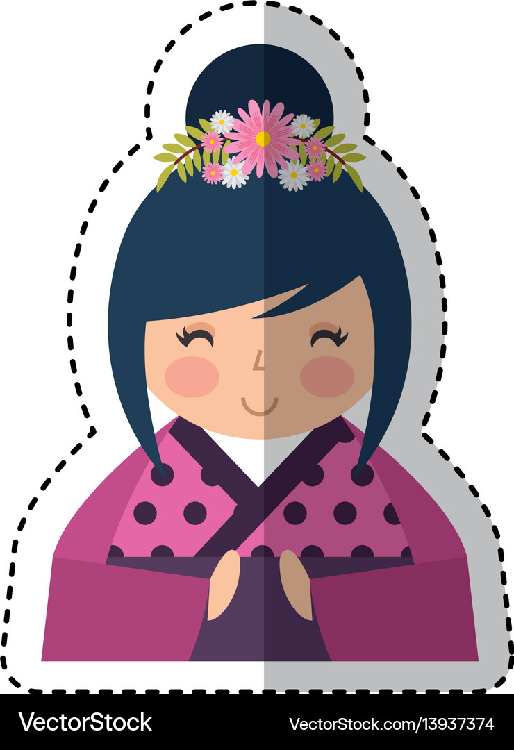 Cute japanese doll icon Royalty Free Vector Image