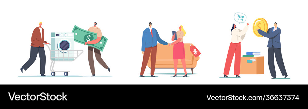 Male and female characters bring old things Vector Image