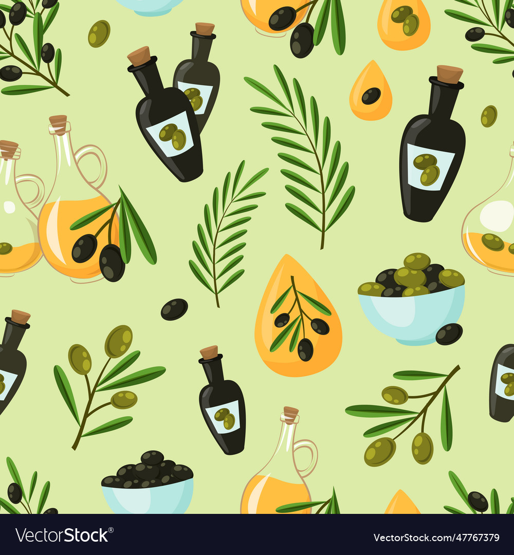 Olive seamless pattern Royalty Free Vector Image