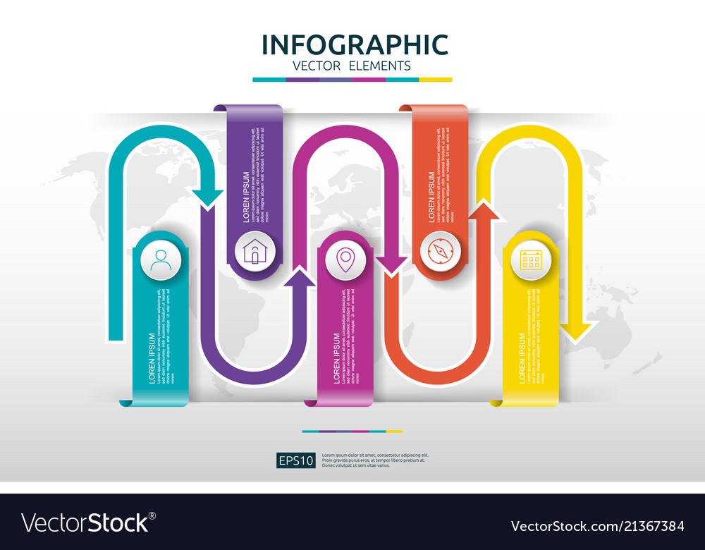 6 steps infographic timeline design template with Vector Image