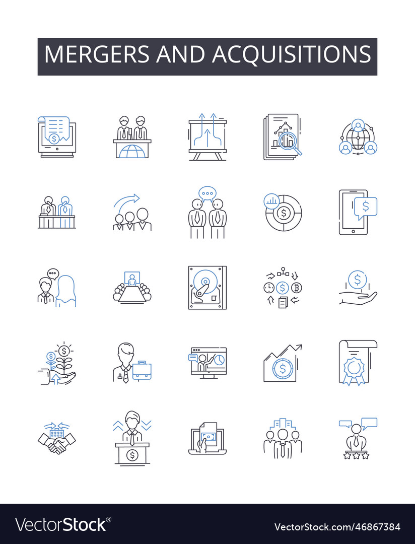 Mergers and acquisitions line icons collection Vector Image Mergers and acquisitions line icons collection Vector Image