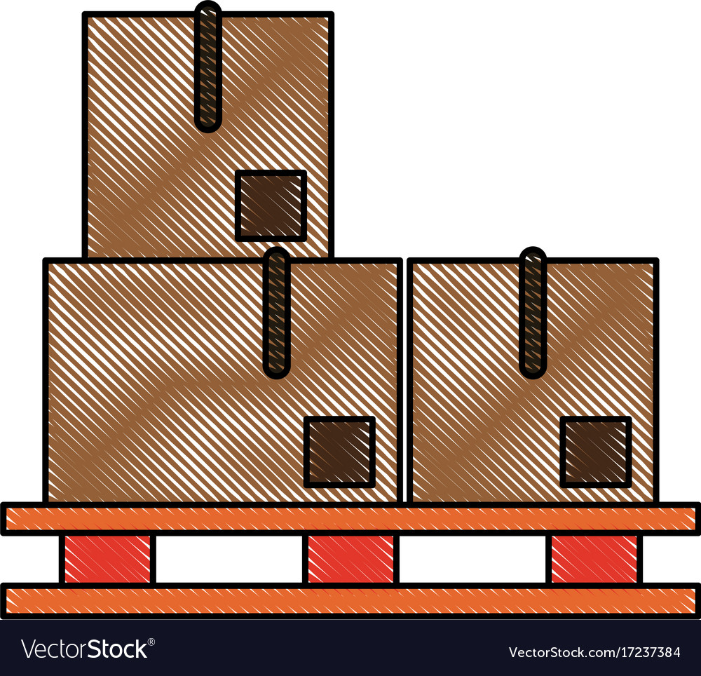 Piled cardboard boxes on pallets icon image Vector Image Piled cardboard boxes on pallets icon image Vector Image