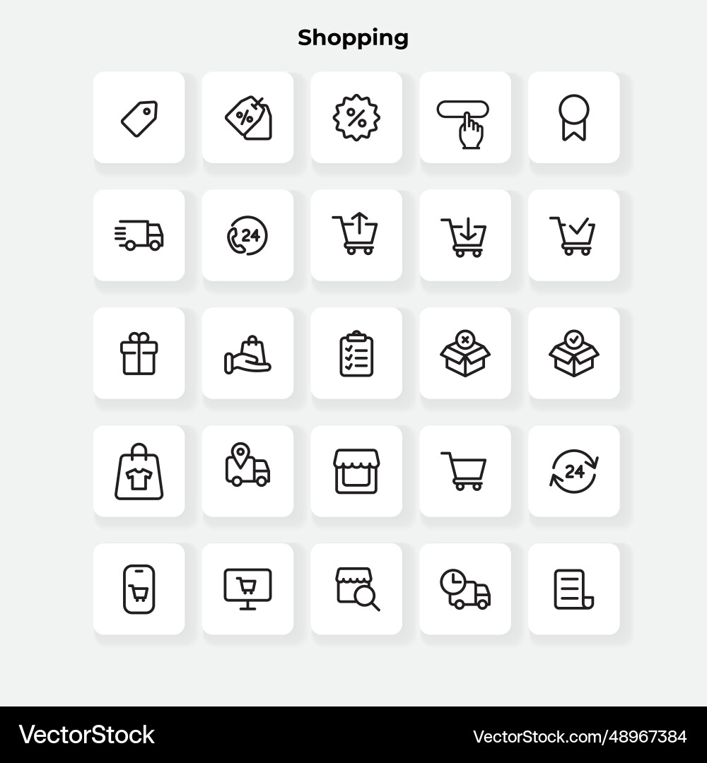 Shopping and e-commerce outline icons set Vector Image