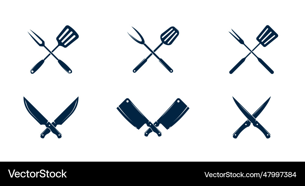 Summer barbecue grill knife and spatula Royalty Free Vector