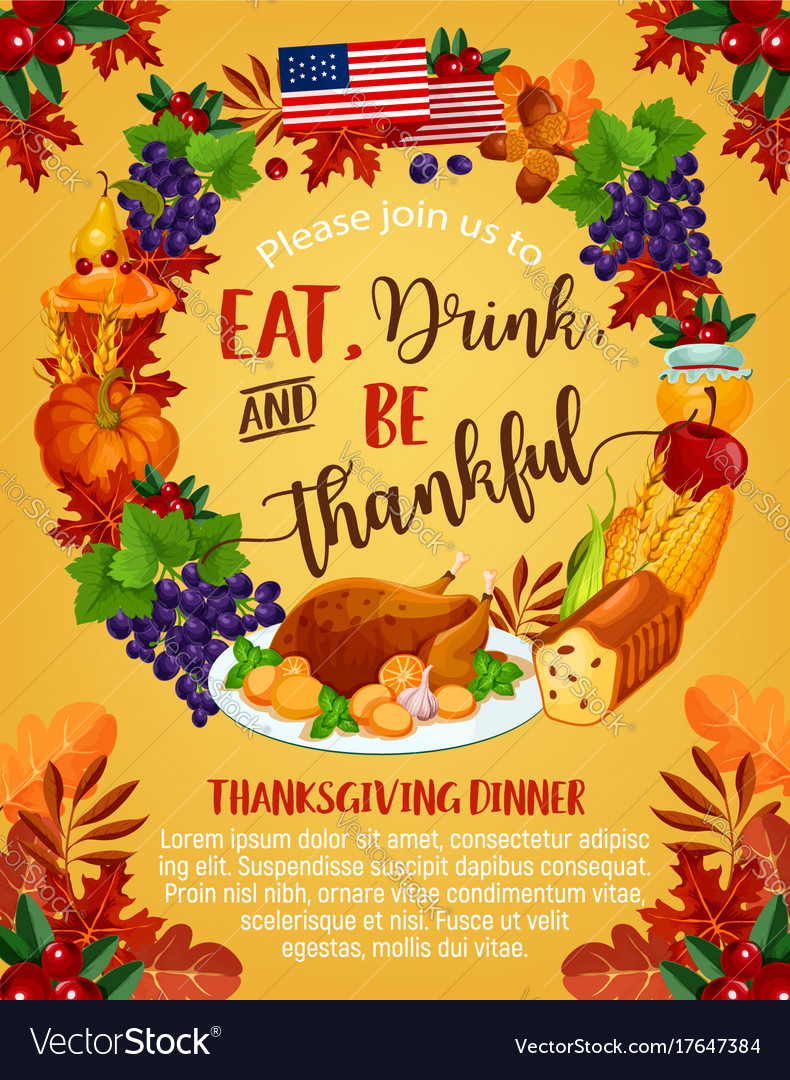 Thanksgiving Day American Greeting Poster Vector Image