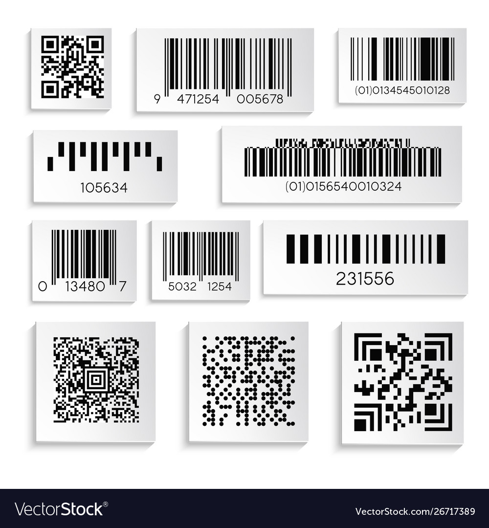 Barcodes or products sticker with cipher serial Vector Image