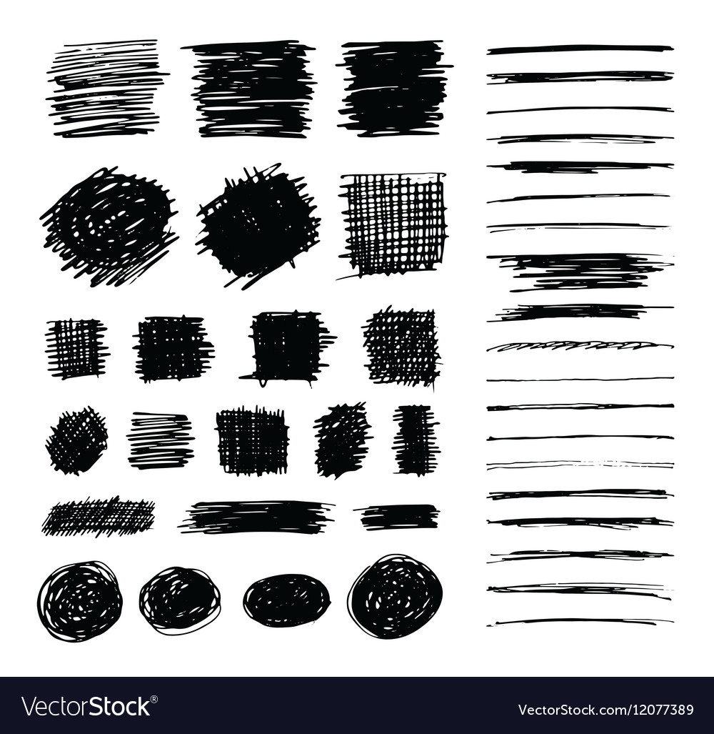 Hand Drawn Shaded Scribble Shapes Royalty Free Vector Image