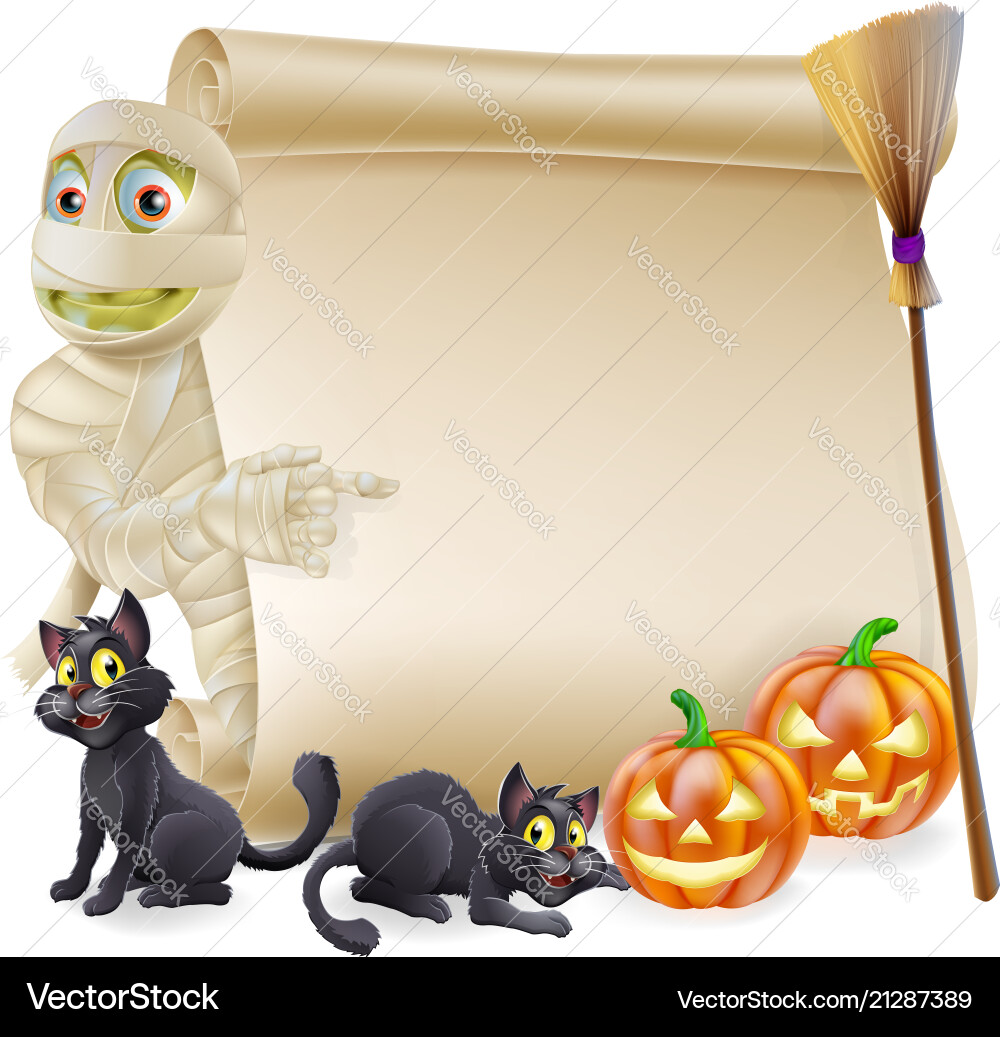 Mummy scroll halloween banner Royalty Free Vector Image