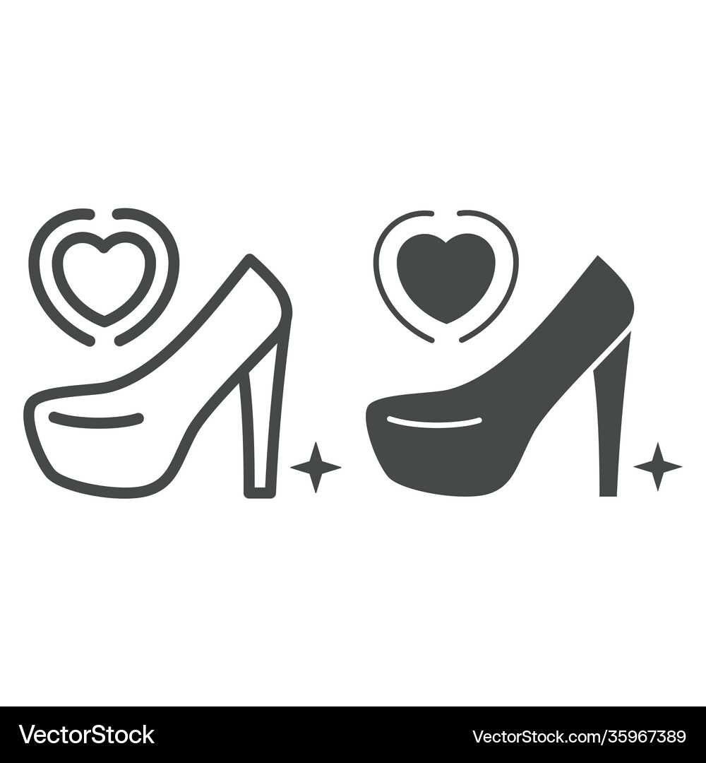 Women shoe with heart line and solid icon Vector Image