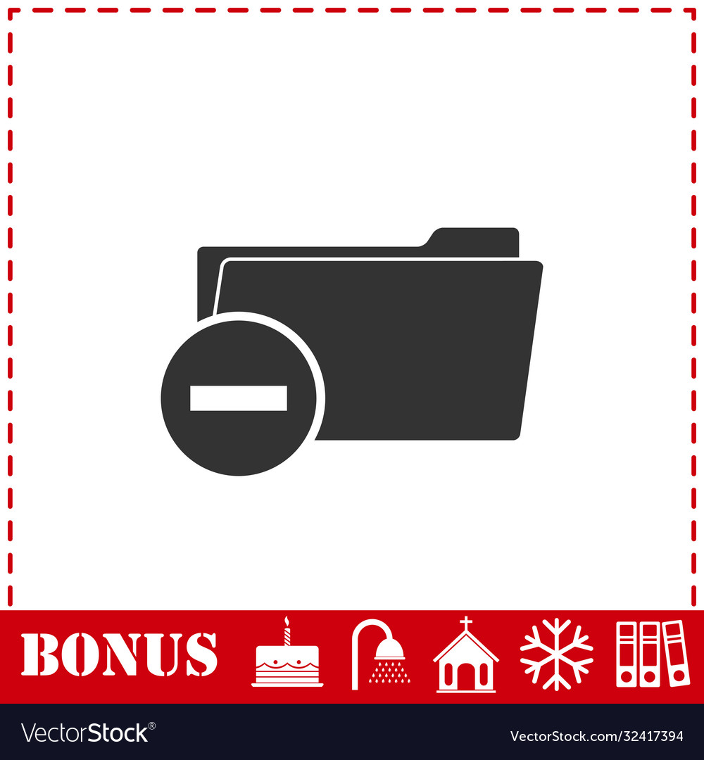 Remove folder icon flat Royalty Free Vector Image