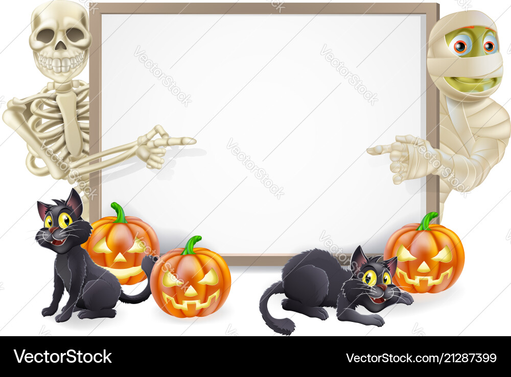 Halloween sign with skeleton and mummy Royalty Free Vector
