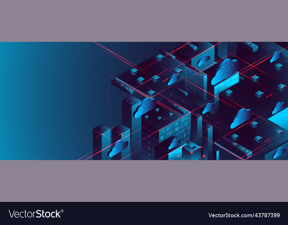 Isometric big data flow processing concept Vector Image