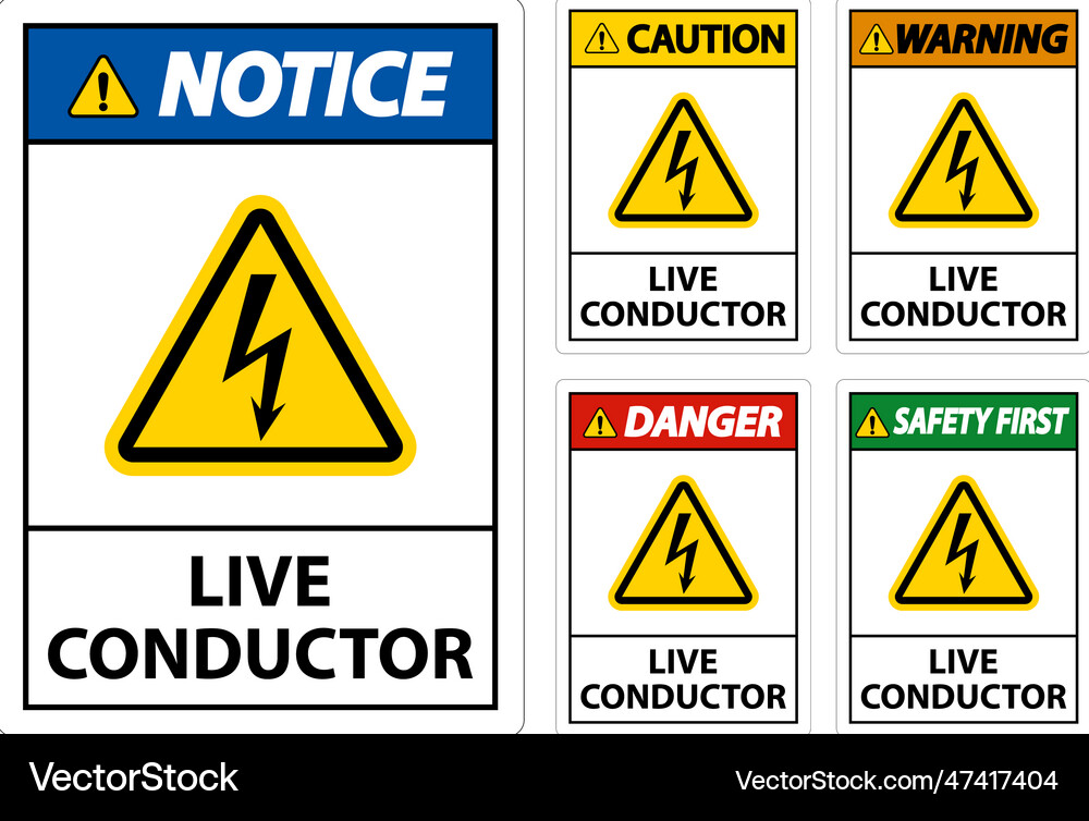 Danger live conductor sign on white background Vector Image