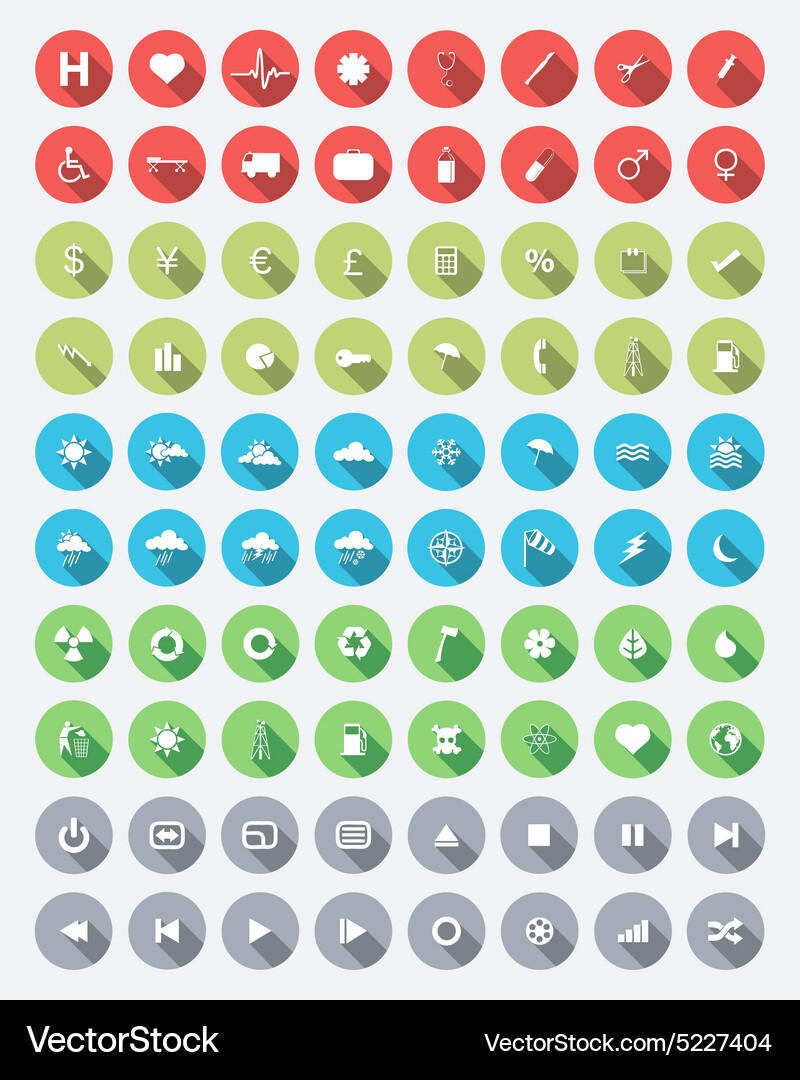Flat icons Royalty Free Vector Image - VectorStock
