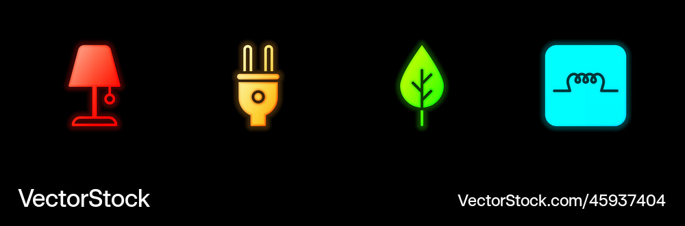 Set table lamp electric plug leaf eco symbol Vector Image