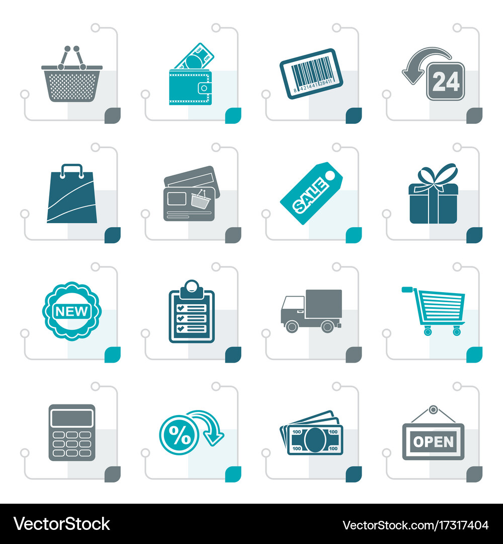 Stylized shopping and retail icons Royalty Free Vector Image