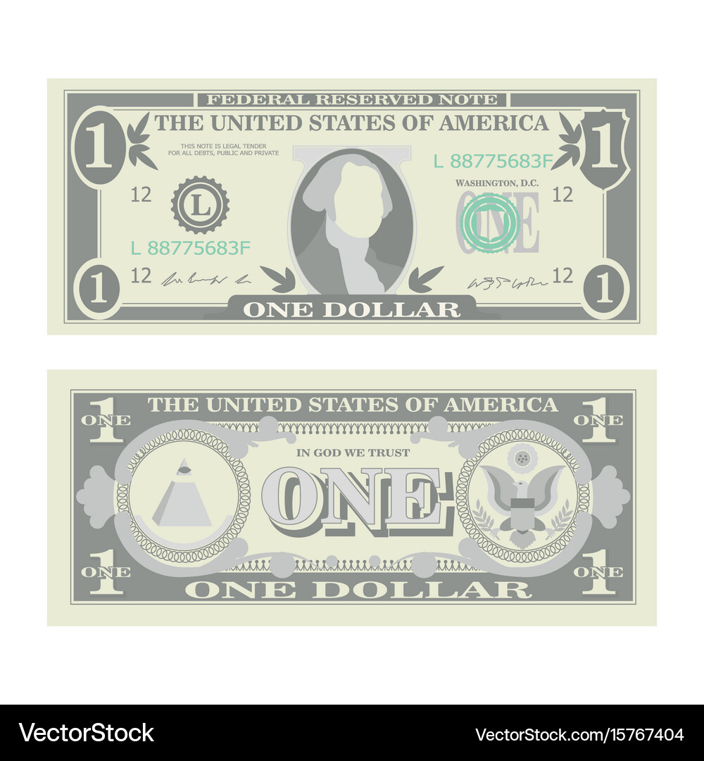 US Dollar One Note Cartoon Royalty Free Vector Image