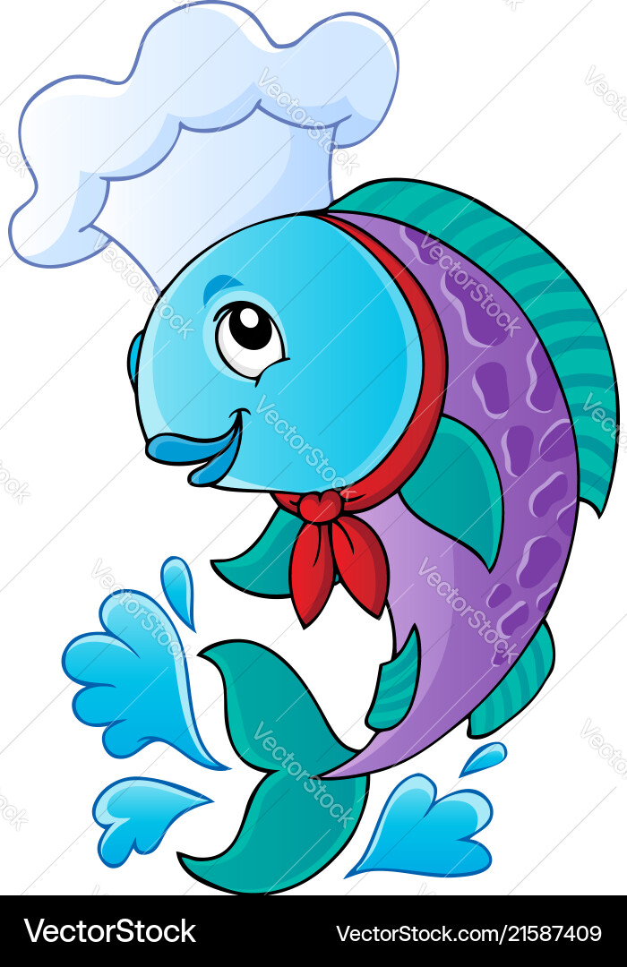 Cartoon fish chef Royalty Free Vector Image - VectorStock