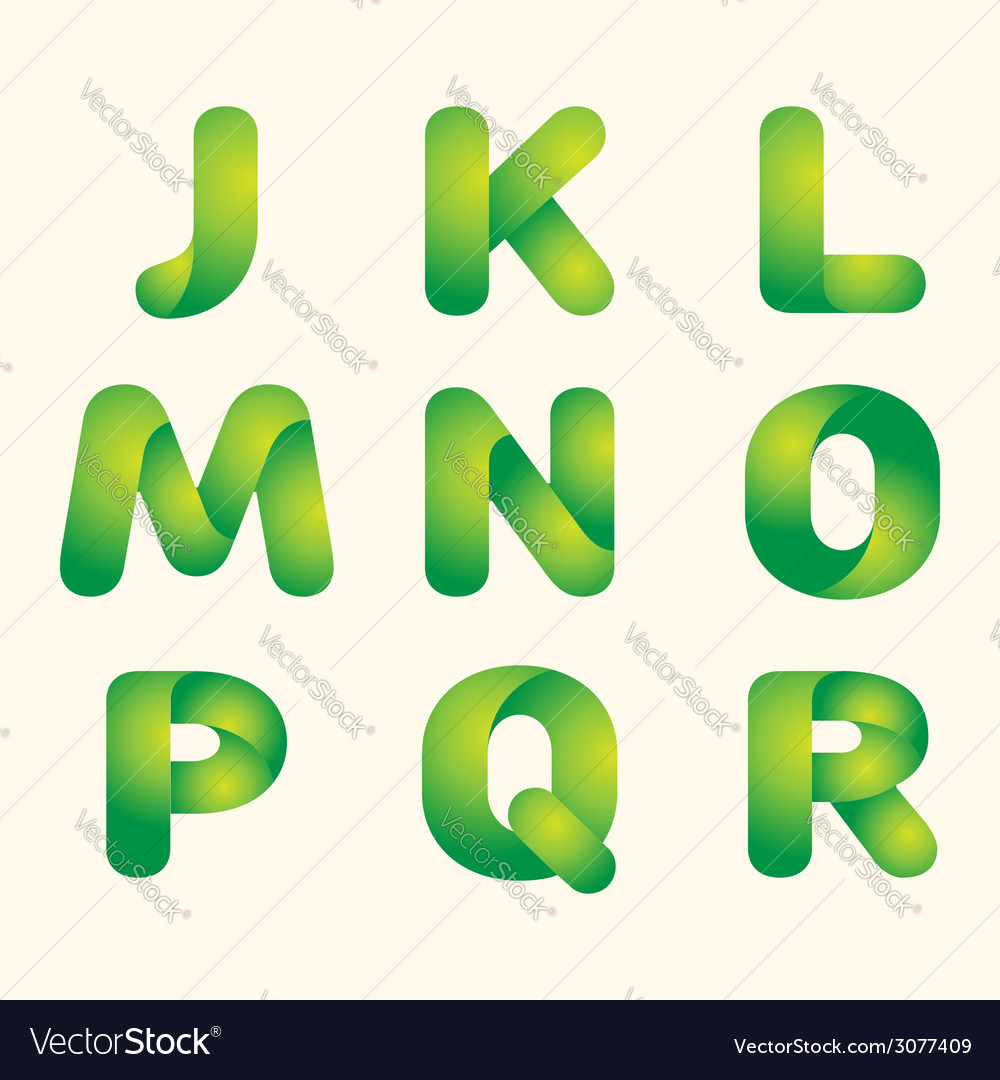 Green leaves eco font Royalty Free Vector Image