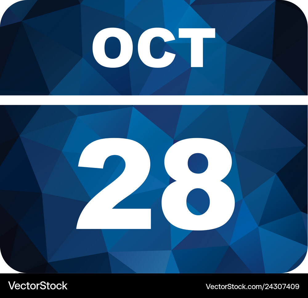 October 28th date on a single day calendar Vector Image