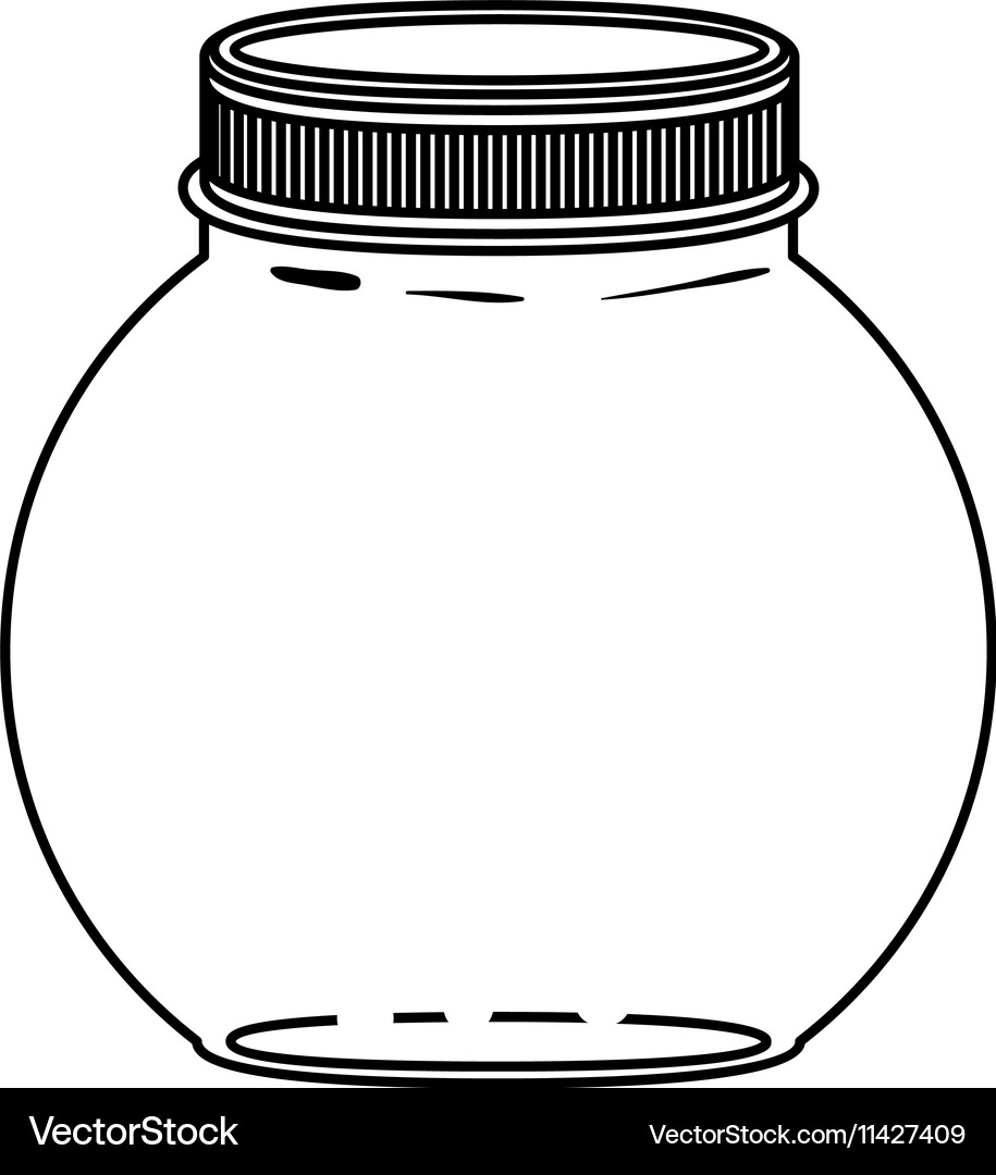 Silhouette circular glass container with lid Vector Image