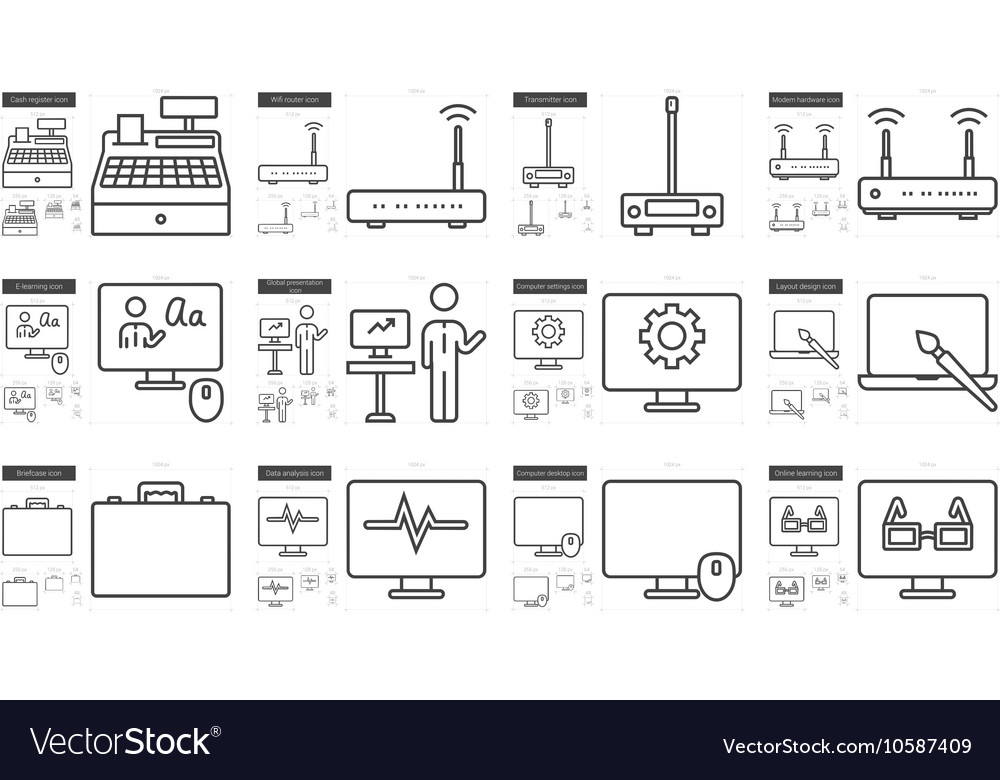 Technology line icon set Royalty Free Vector Image
