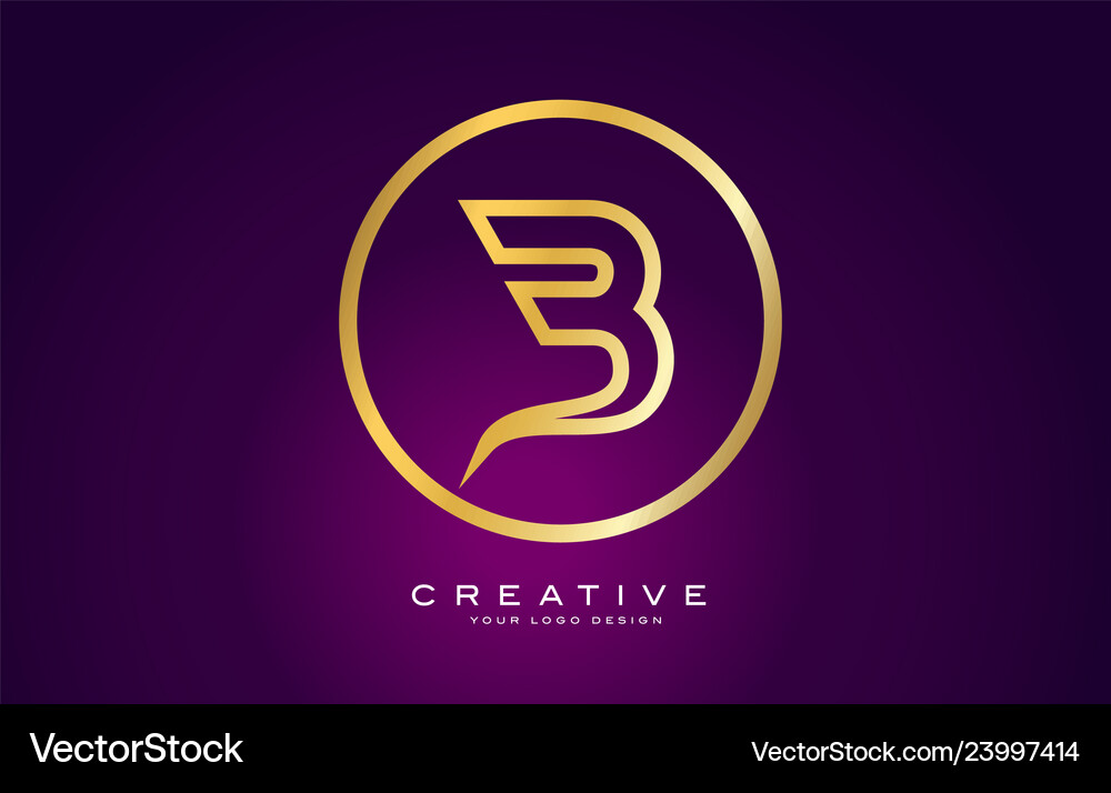 B letter gold logo design modern icon Royalty Free Vector