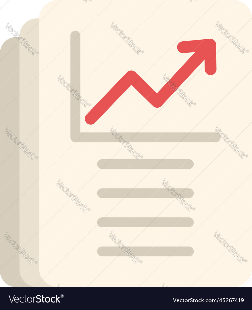 Data File Graph Icon Flat Document Report Vector Image