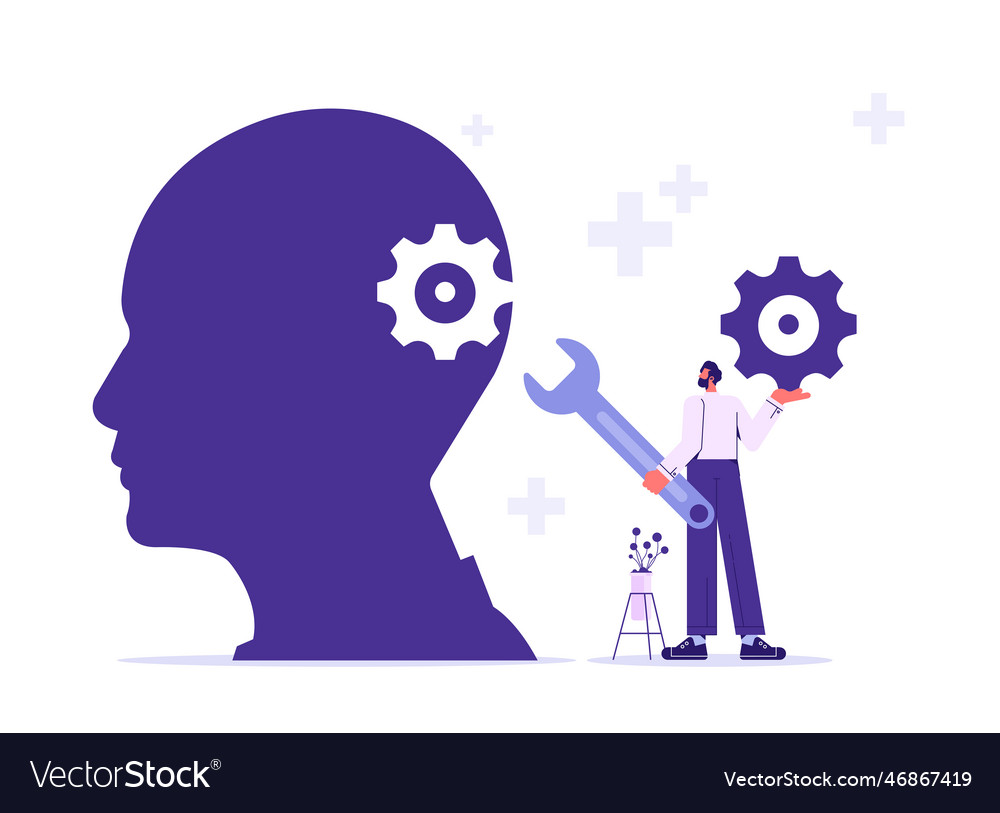 Intelligence and knowledge development with brain Vector Image