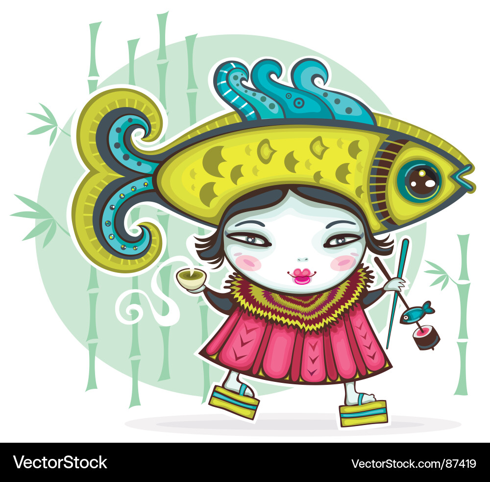 Japanese girl Royalty Free Vector Image - VectorStock