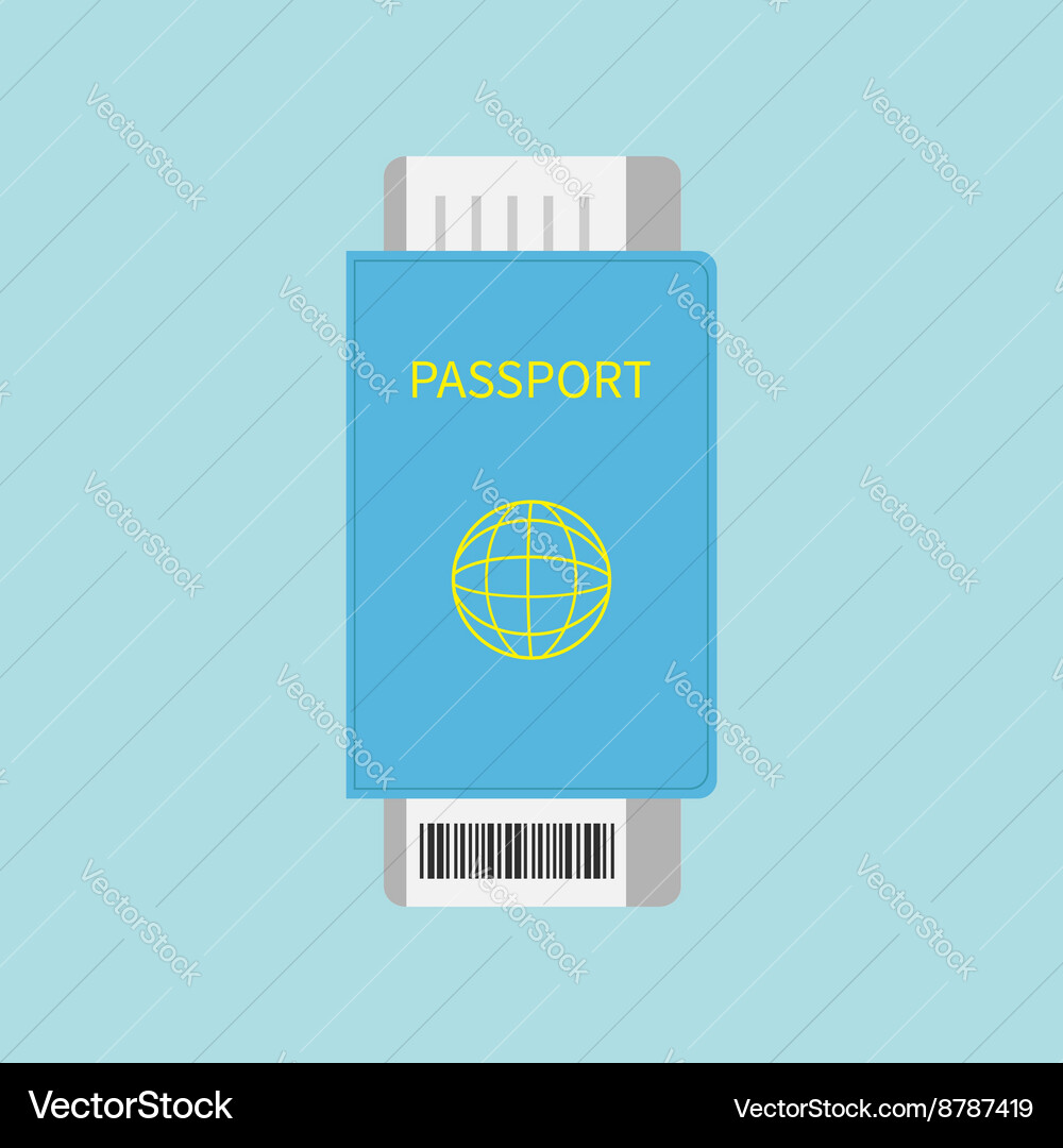 Passport and air boarding pass ticket icon Vector Image