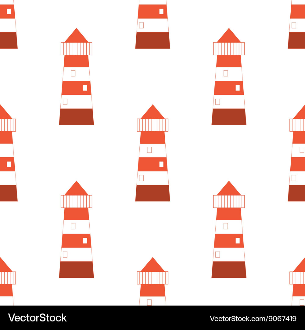 Pattern with red-white lighthouse Royalty Free Vector Image