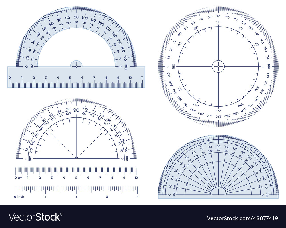 Protractor angles measuring tool round 360 Vector Image