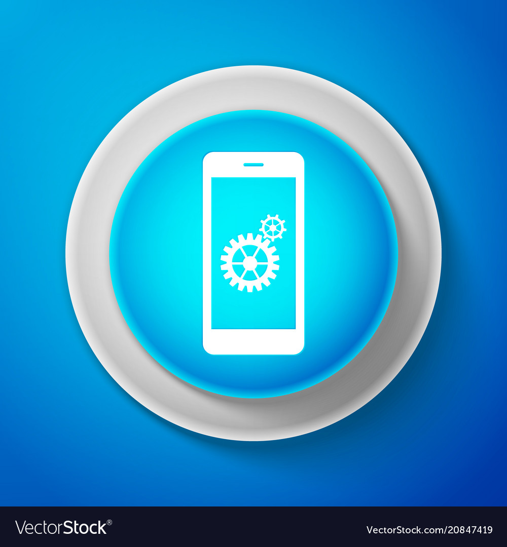 Setting on smartphone icon mobile phone and gear Vector Image