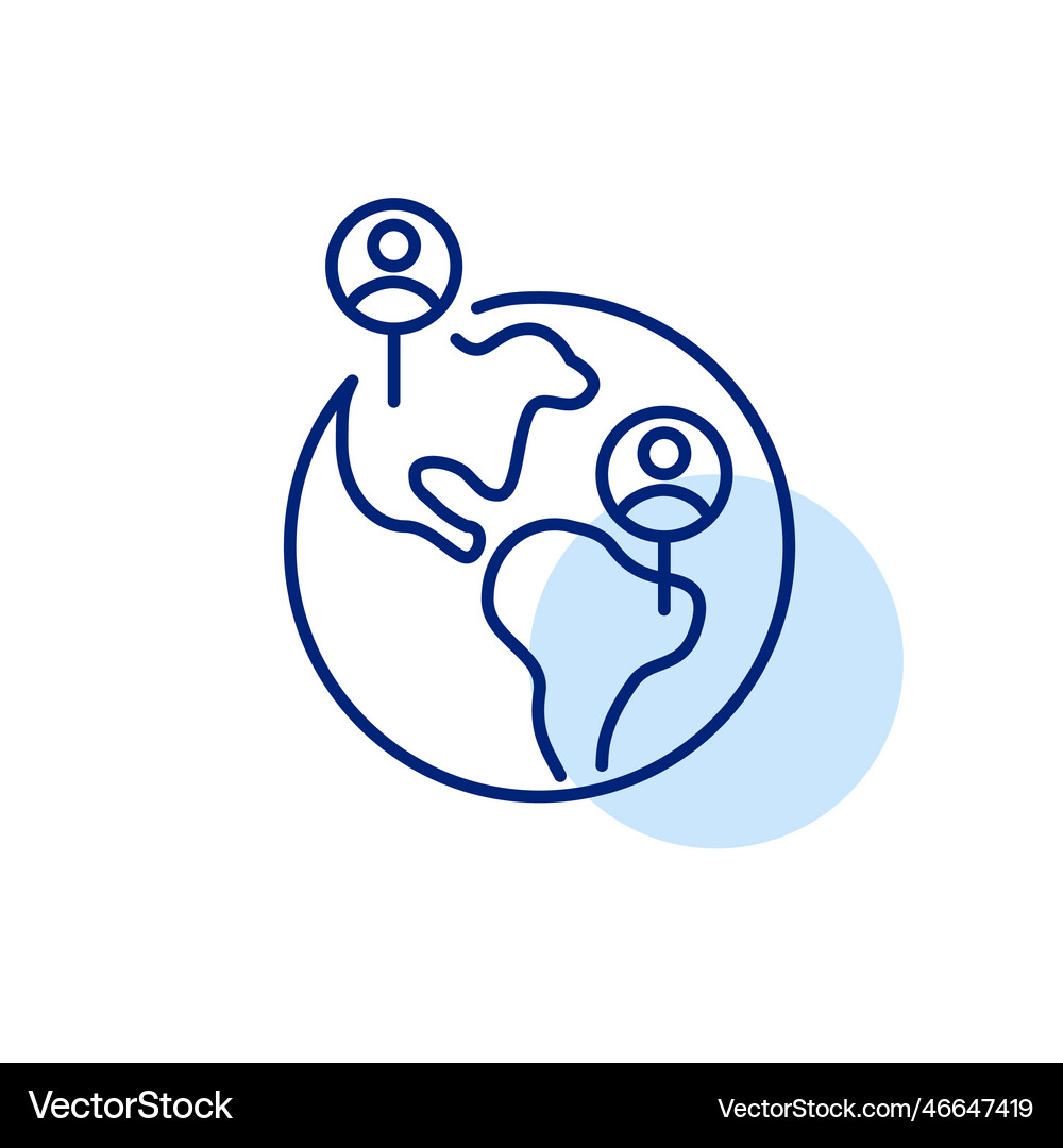 Two users location on earth globe global dating Vector Image