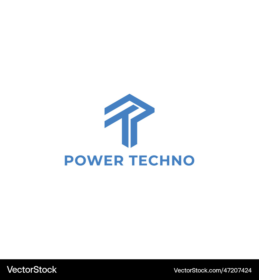 Abstract initial letter pt or tp logo in blue Vector Image