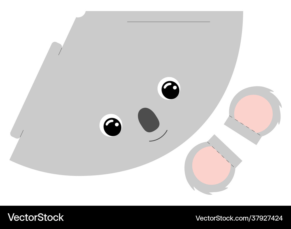 Printable koala paper hat party die cut template Vector Image