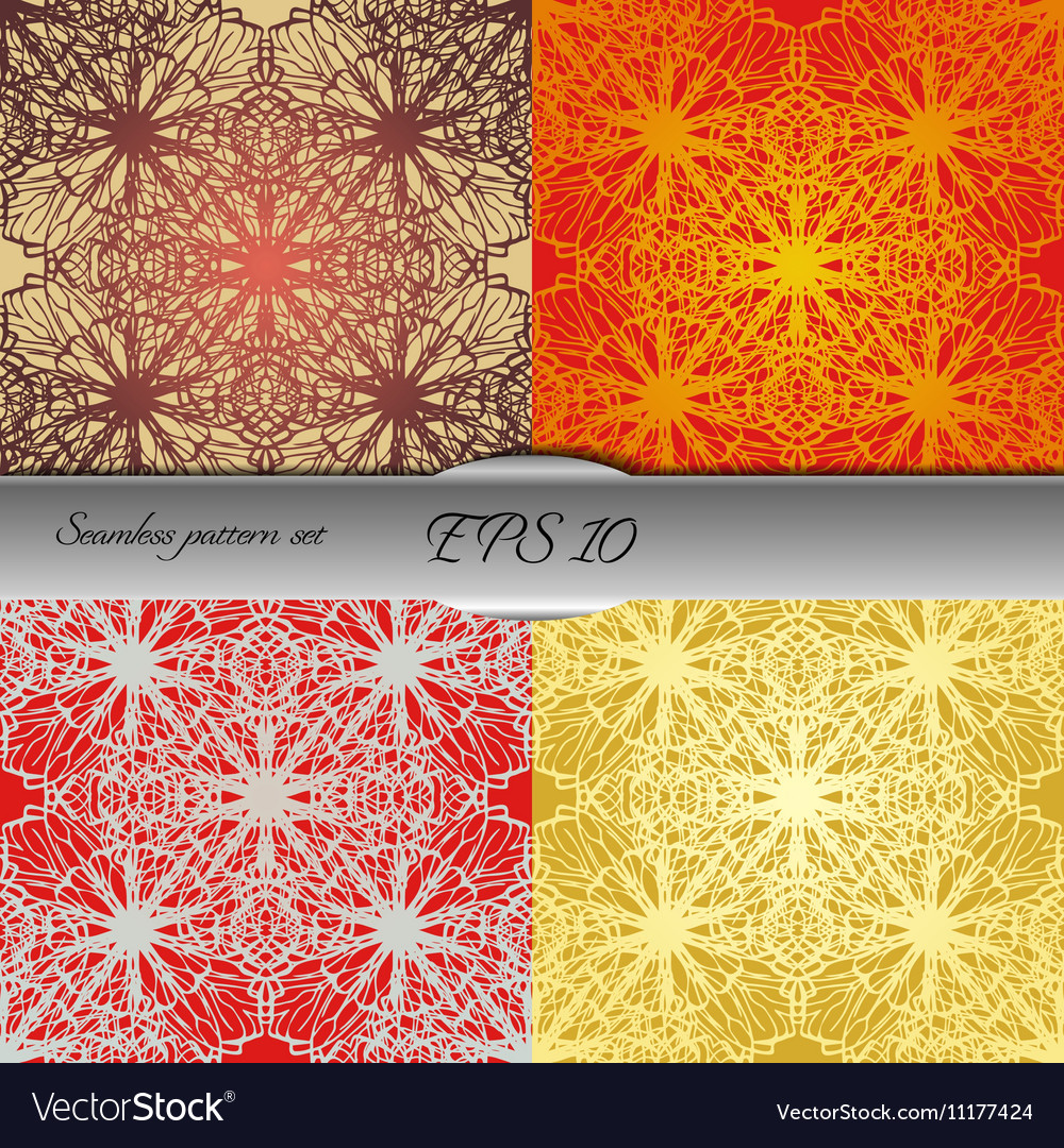 Set of elegant seamless patterns with floral Vector Image