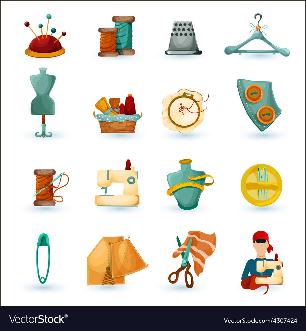 Sewing Icons Set Royalty Free Vector Image Vectorstock