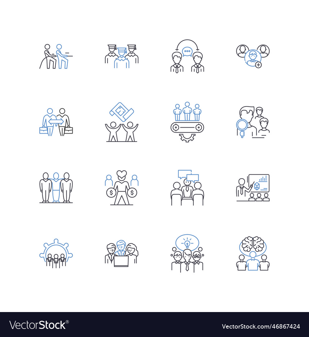 Squad line icons collection team unity bond Vector Image