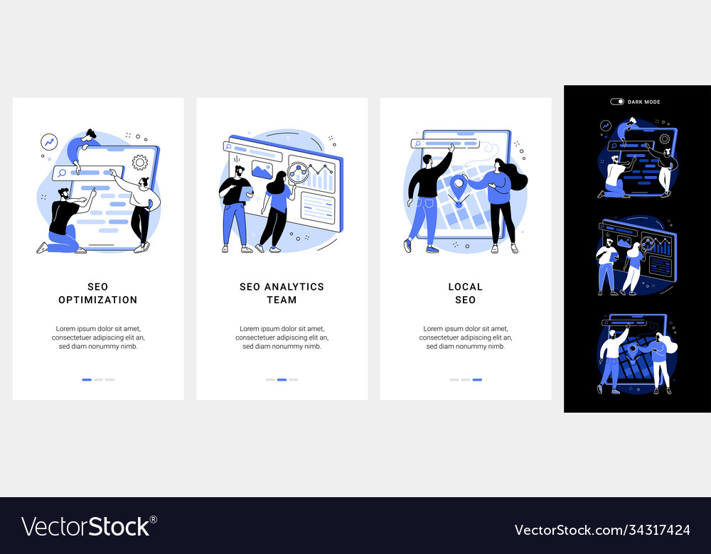 Website optimization mobile app ui kit Royalty Free Vector