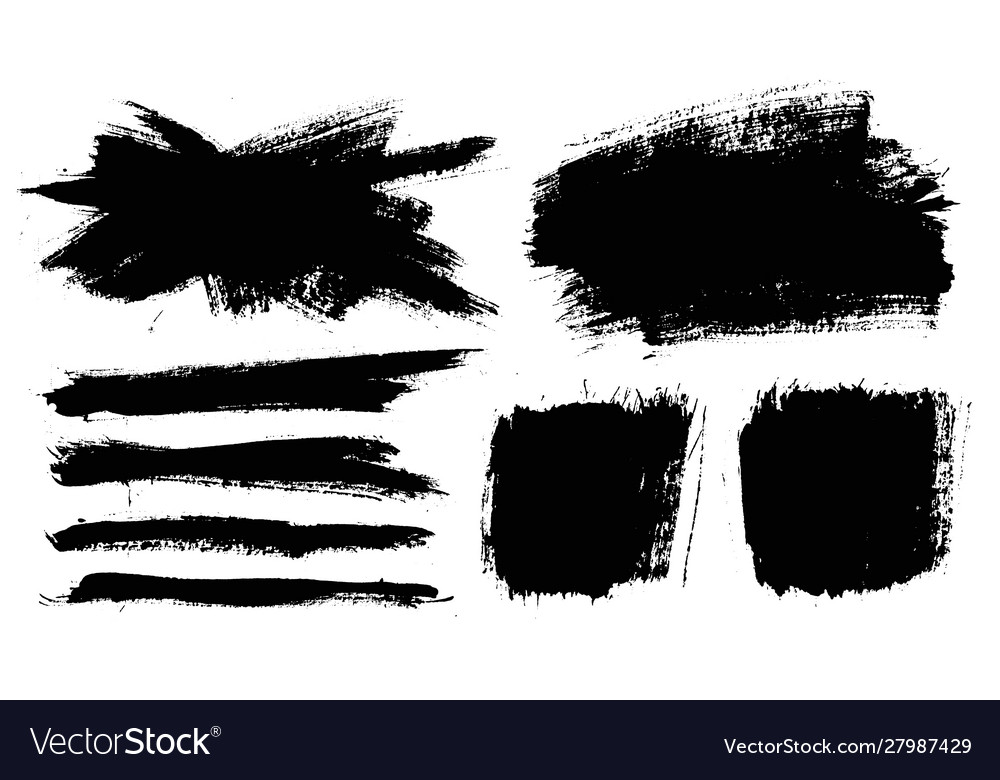 Brush strokes paintbrushes set grunge Royalty Free Vector