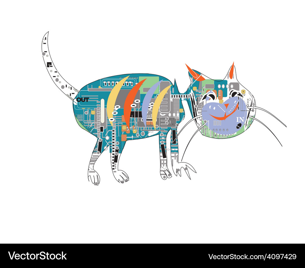 Electronic cat Royalty Free Vector Image - VectorStock