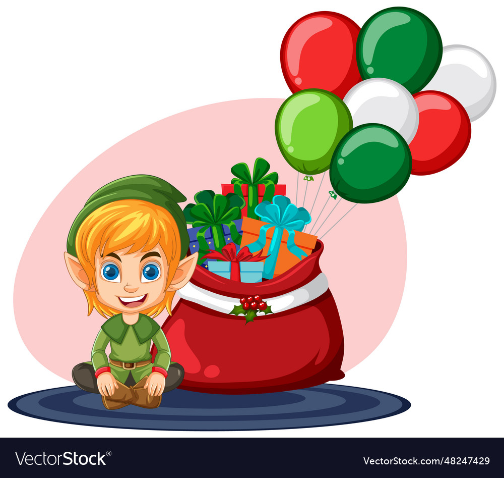 Elf with christmas gift Royalty Free Vector Image