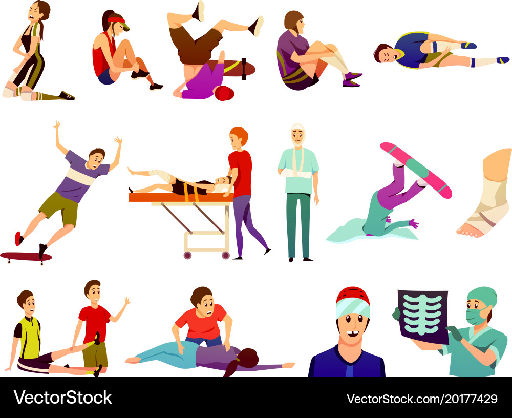 Injured players character set Royalty Free Vector Image
